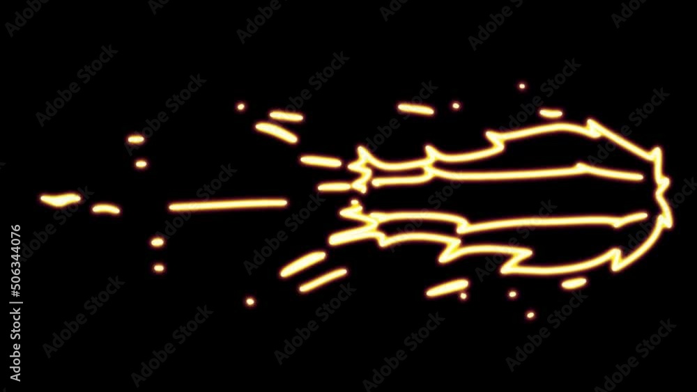 Neon sign of glowing line fire element Motion graphics background ...