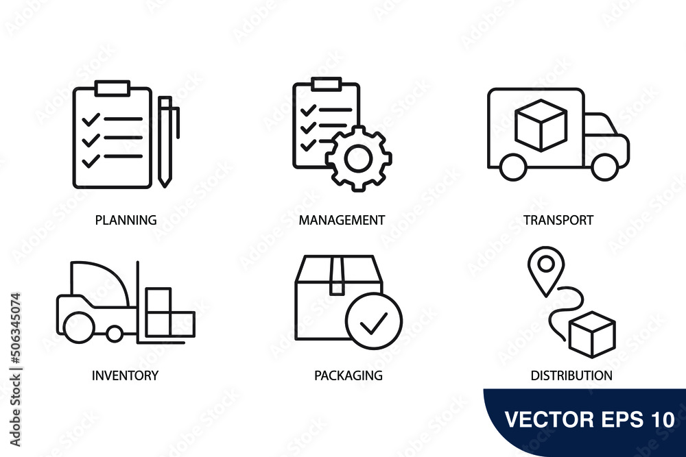 logistics icons set . logistics pack symbol vector elements for ...