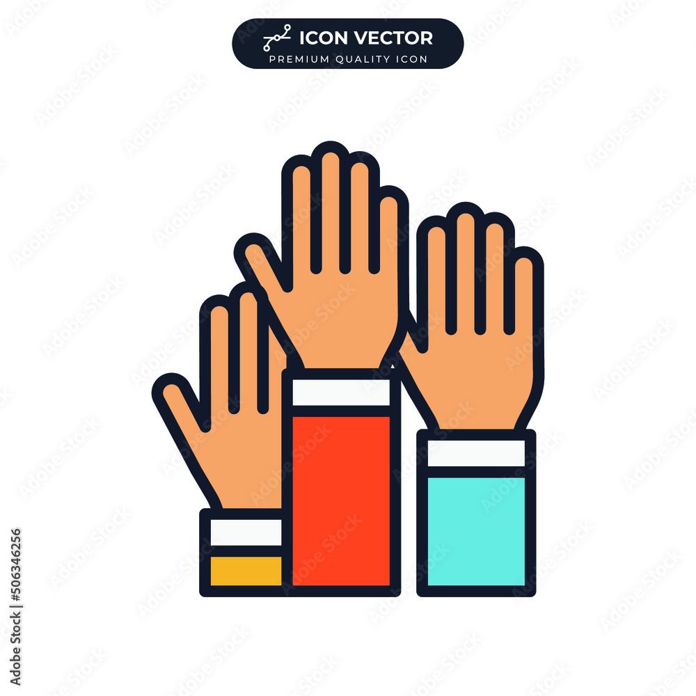 raised hands. Voting hands icon symbol template for graphic and web ...