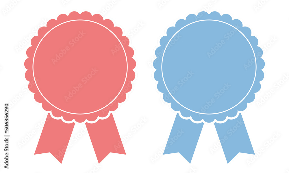 vector illustration of red and blue colored award ribbon banners on ...