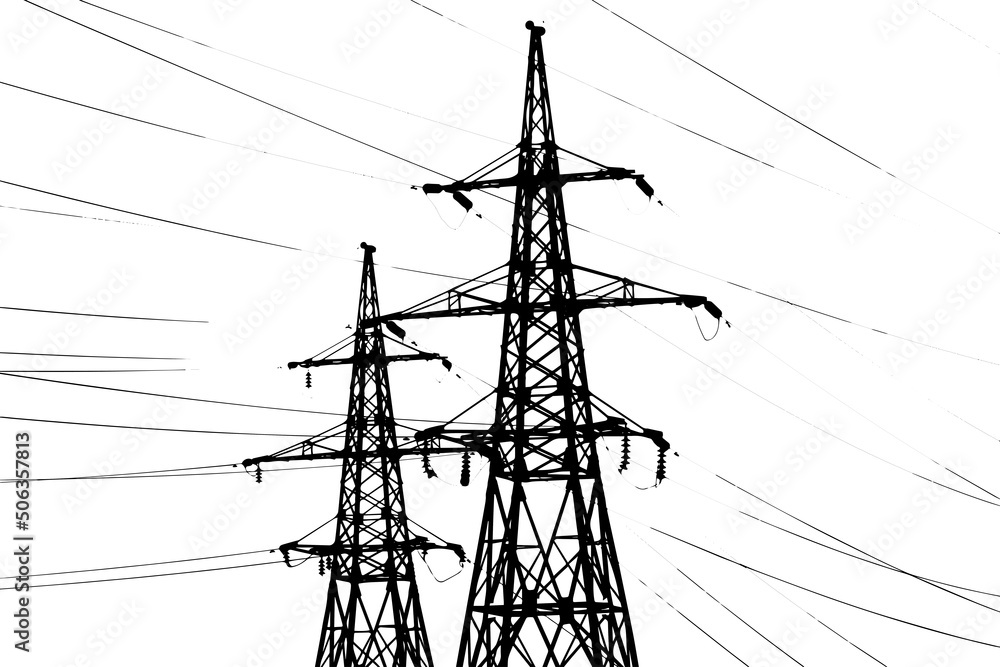 Electric tower power line silhouette. Clipart vector illustration Stock ...