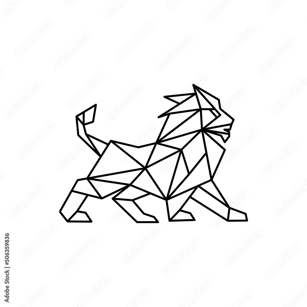 Lion origami line art logo vector template Stock Vector | Adobe Stock