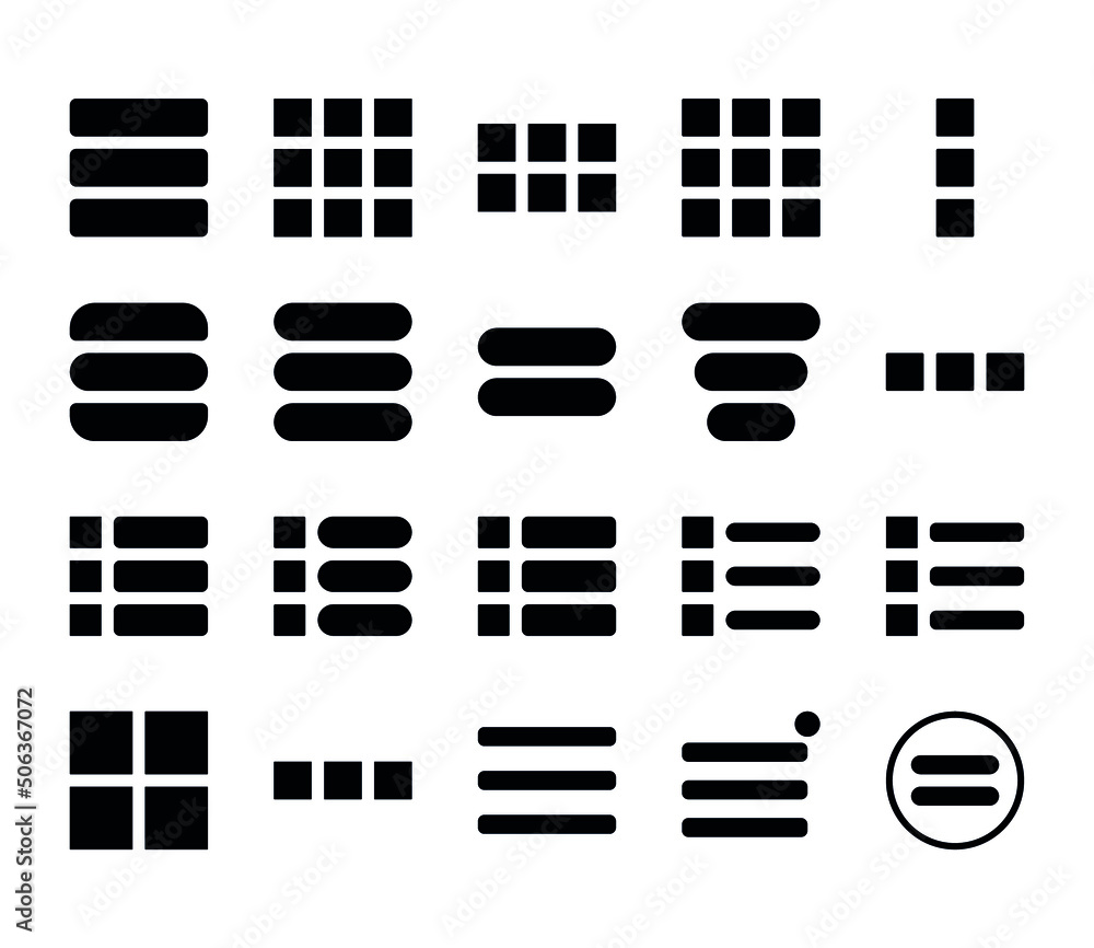 Set of menu icons, Set of menu collection in black color for website ...