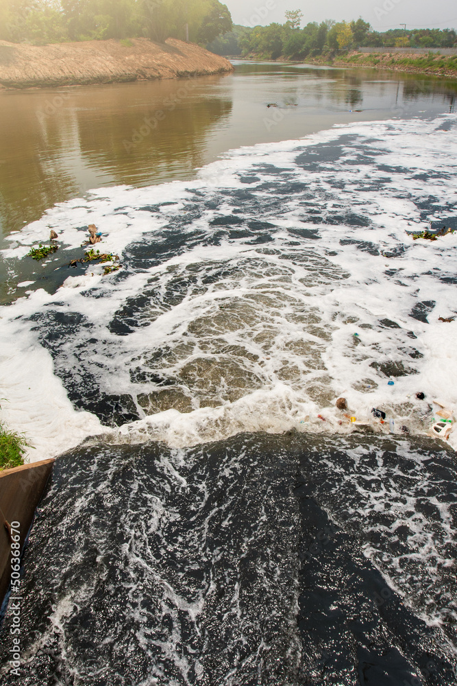 Water pollution in river because industrial not treat water before ...