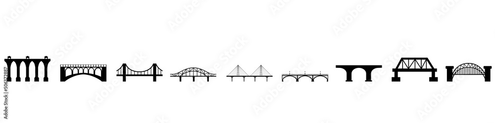 Bridge icon vector set. architecture illustration sign collection ...
