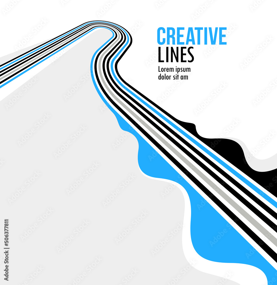 Lines in motion vector abstract background, 3D perspective creative ...