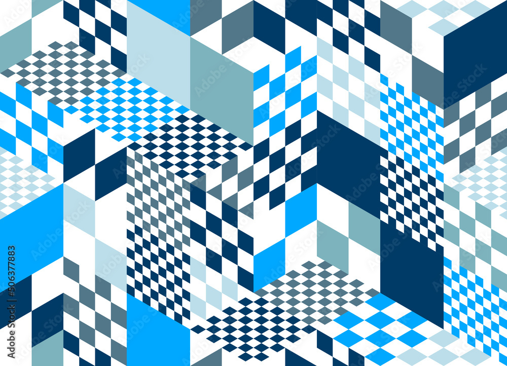 Seamless Isometric Rhombus And Triangles Geometric Pattern 3d Cubes Vector Tiling Background