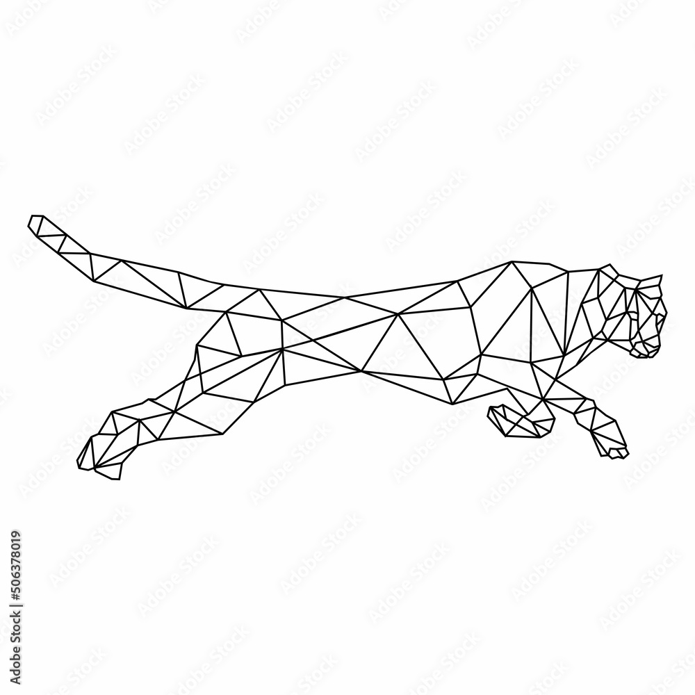 cheetah leopard panther logo outline polygon template geometric vector ...