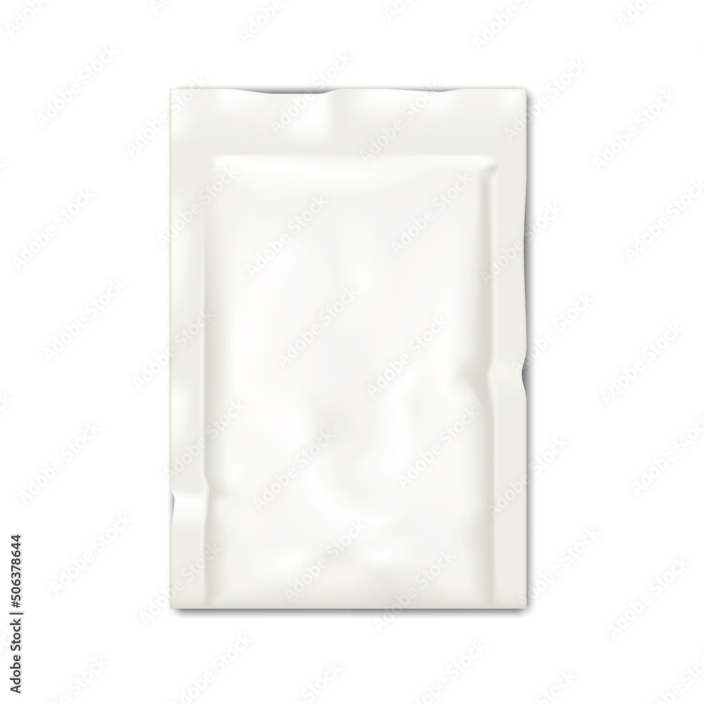 Blank white sachet packet package vector mock-up. Small pouch template ...