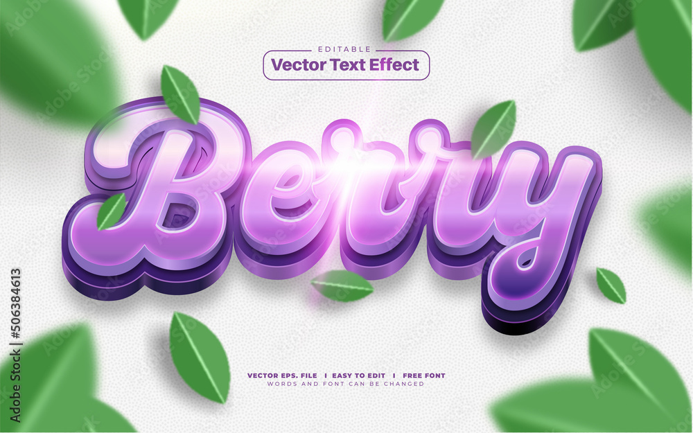 3D Purple Berry Vector Text Effect Stock Vector | Adobe Stock