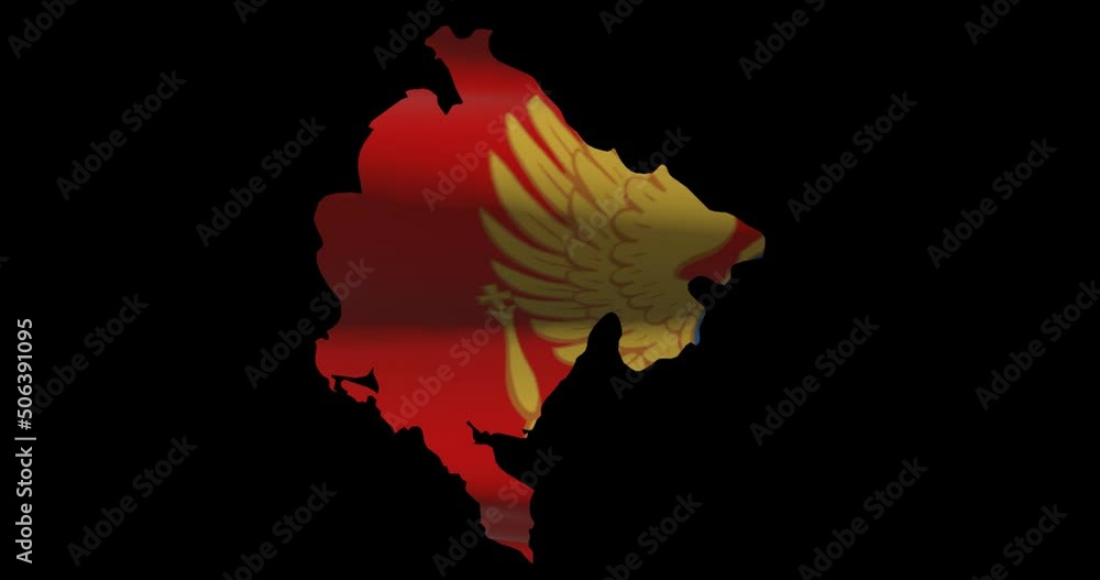 Vidéo Stock Montenegro national flag on map outline, waving animation ...