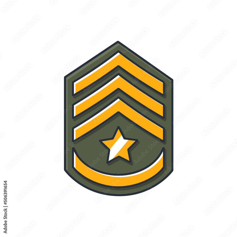 Colored thin icon of army sergeant rank, business and finance concept ...