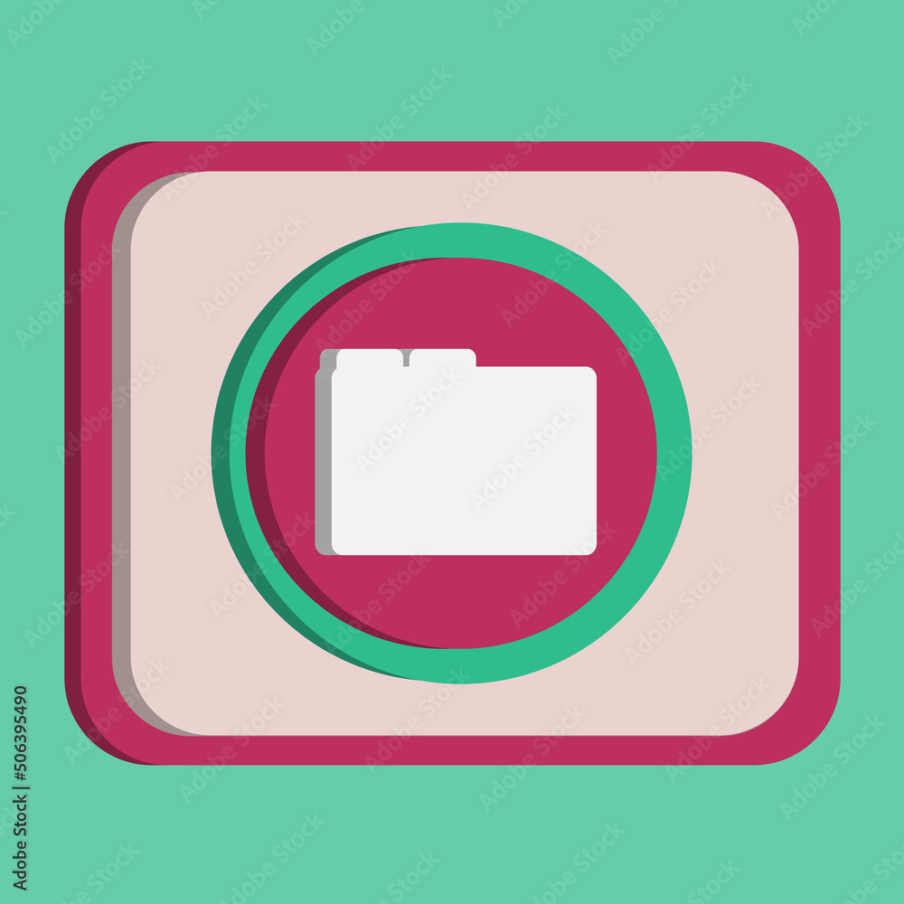3D file folder icon button vector with turquoise and pink background ...