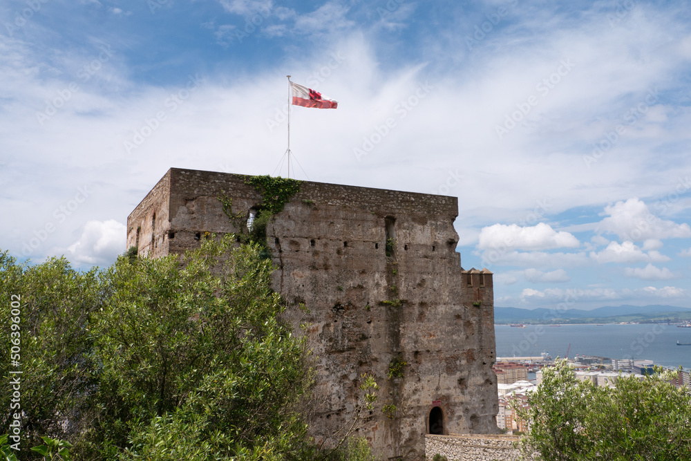 Gibraltar, Moorish Castle, Burg, Hafen, Meer, Mittelmeer, Atlantik ...