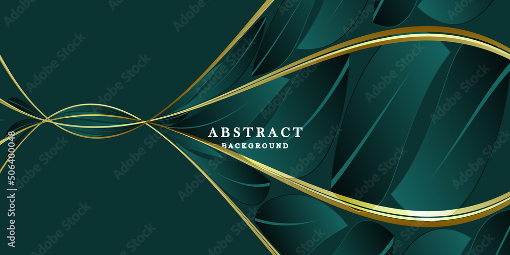 Luxury dark green Tosca gold background with leaves Stock Vector ...