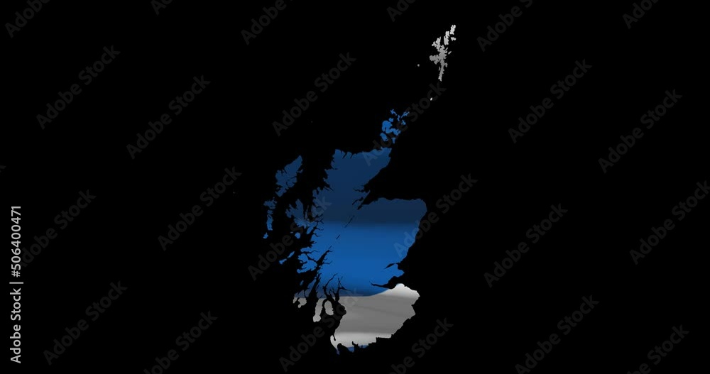 Scotland national flag on map outline, waving animation. 4K alpha ...