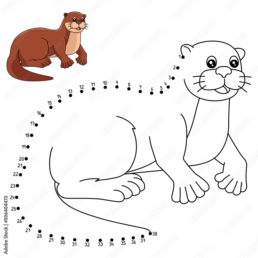 Dot to Dot River Otter Coloring Page for Kids Stock Vector | Adobe Stock