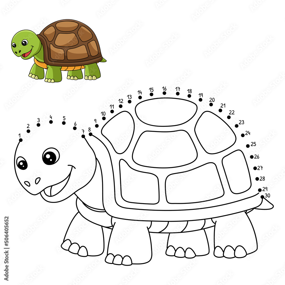 Dot to Dot Turtle Coloring Page for Kids Stock Vector | Adobe Stock