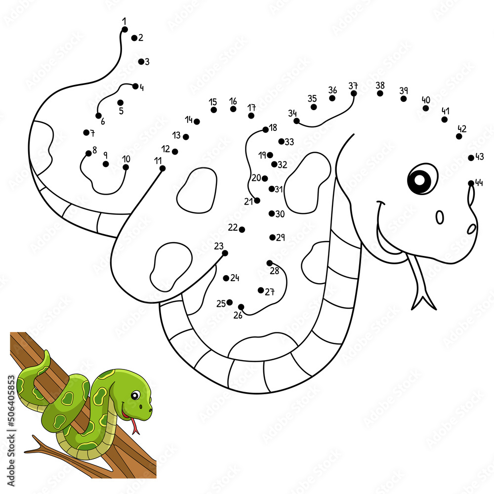 Dot to Dot Snake Animal Coloring Page for Kids Stock Vector | Adobe Stock