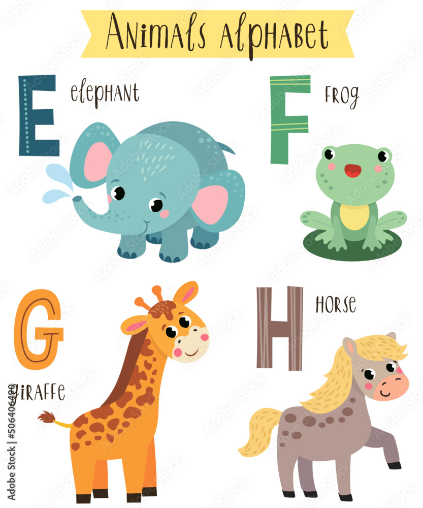 vector illustration of cute animals from A to Z. Children's alphabet in ...
