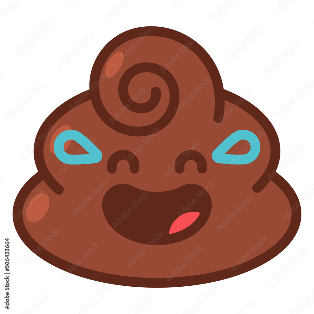 Laughing poop emotion vector cartoon illustration isolated on a white ...