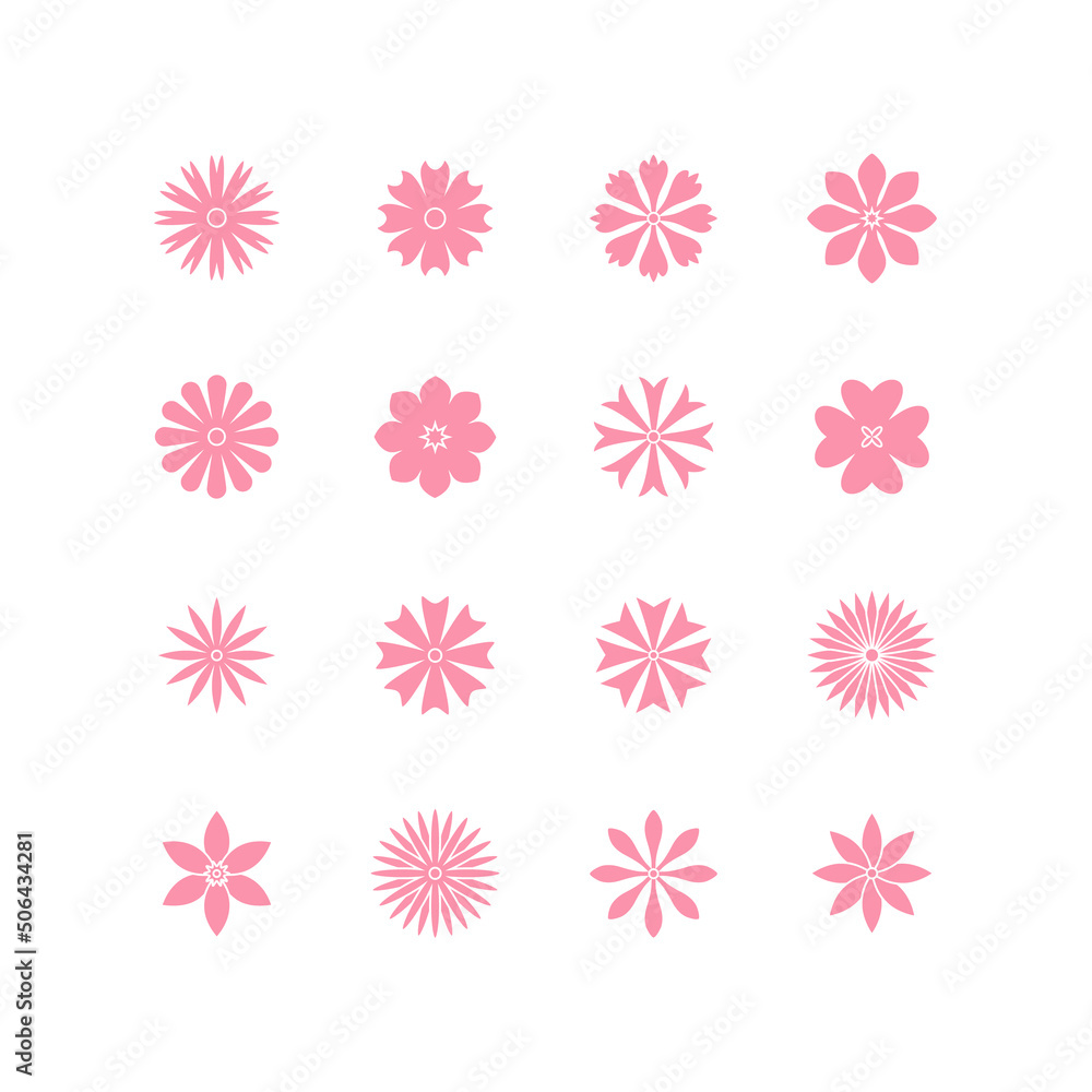 Set of flowers. Collection of design elements. Decorative symbols ...