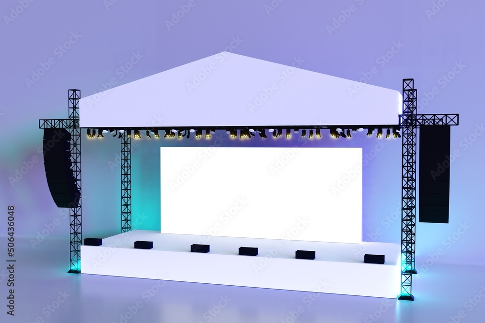 Stage rigging truss system with blank backdrop concert performance ...
