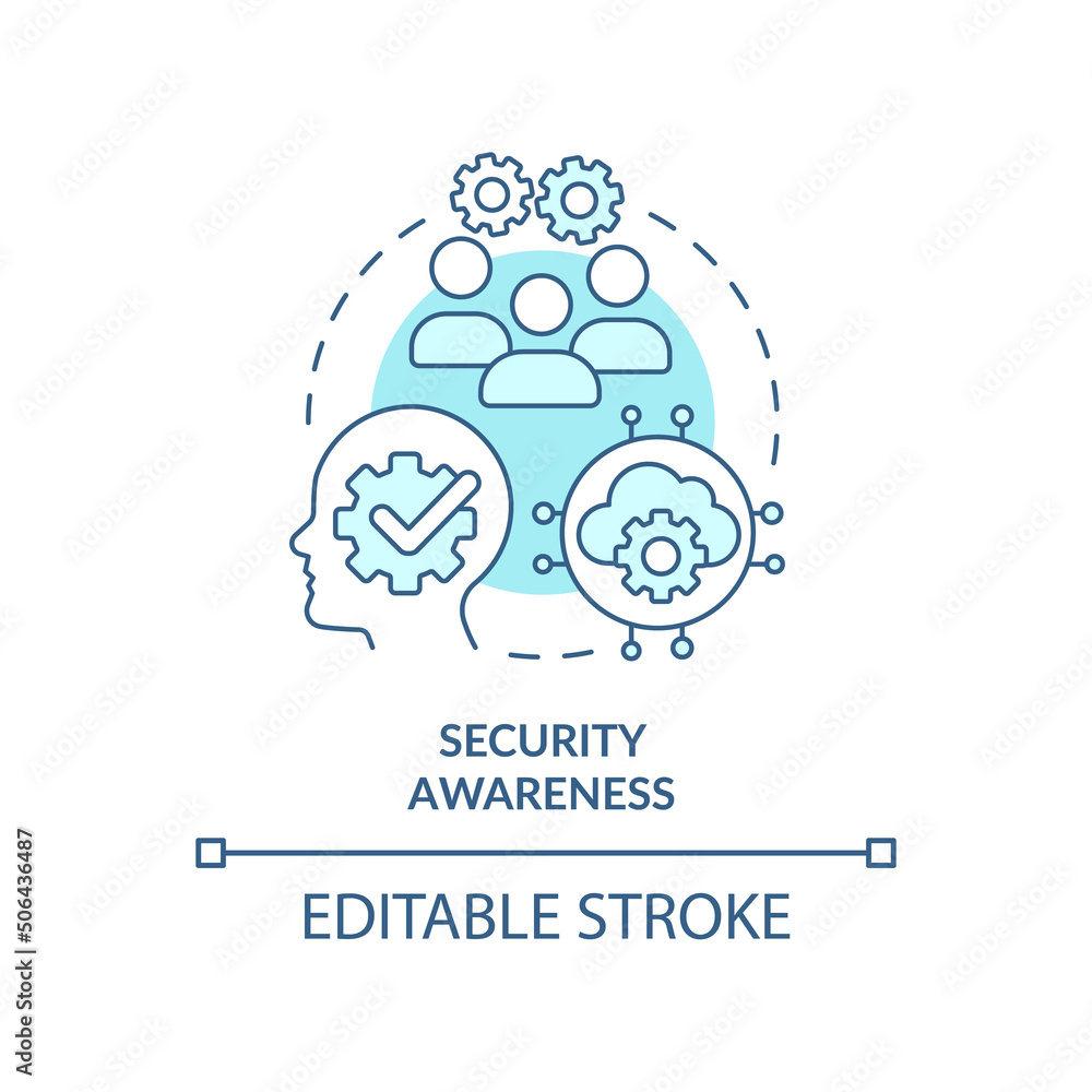 Security awareness turquoise concept icon. Cybersecurity risk control ...