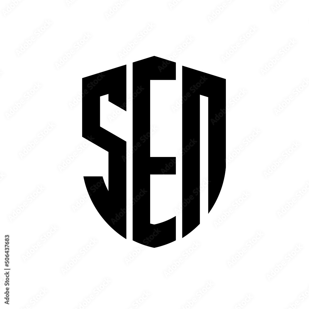 SEN letter logo design. SEN modern letter logo with black background ...