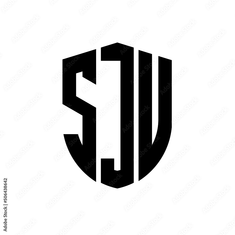 SJU letter logo design. SJU modern letter logo with black background ...