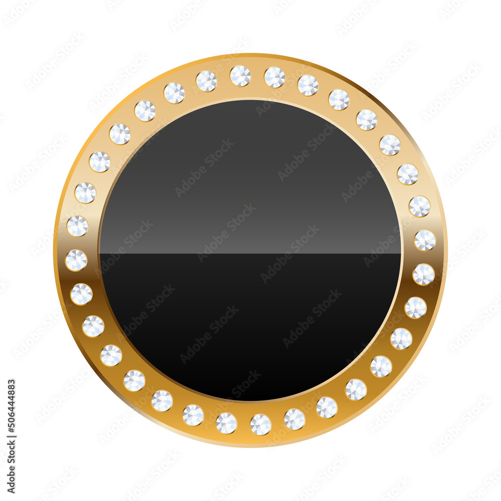 Black round border with golden frame and diamonds Stock Vector | Adobe ...