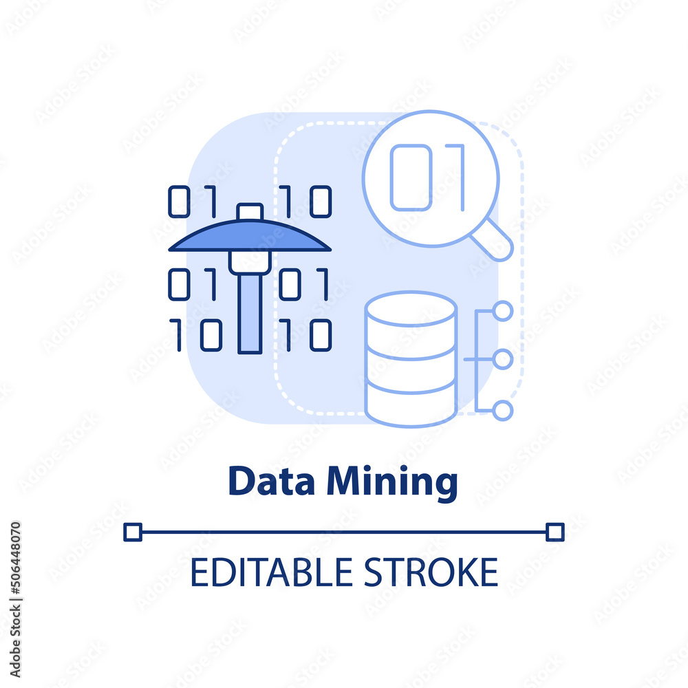 Data mining light blue concept icon. Examine large datasets abstract ...