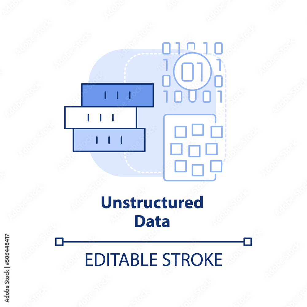 Unstructured data light blue concept icon. Big data type abstract idea ...