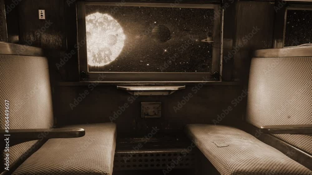 Vídeo do Stock: Space Travel Vintage Spaceship Window View of Planets ...