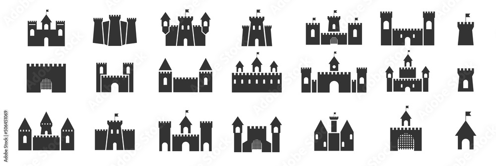 Vector medieval, castle icon set. Stock Vector | Adobe Stock