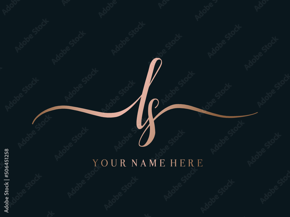 LS monogram logo.Calligraphic signature icon.Lowercase letter l, letter ...