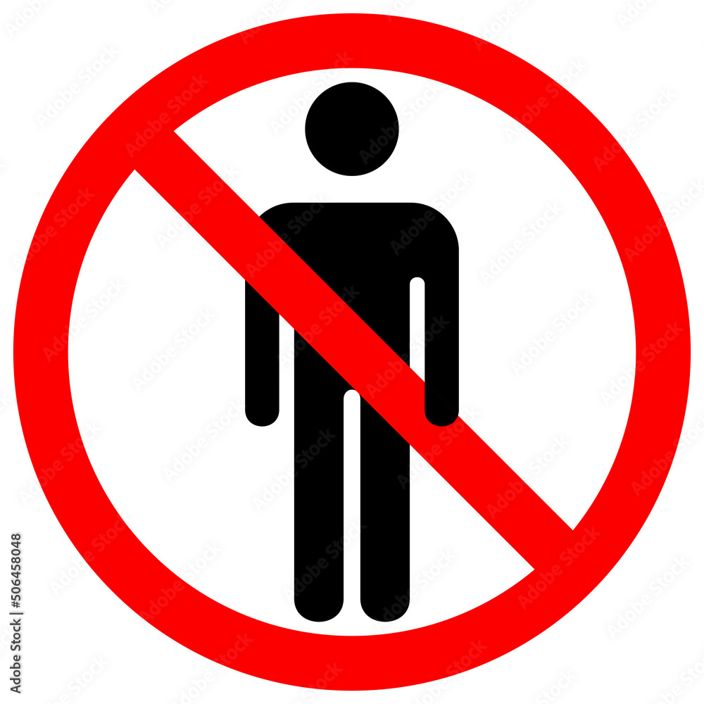 Men cannot enter icon. Black and white pictogram in red circle Stock ...