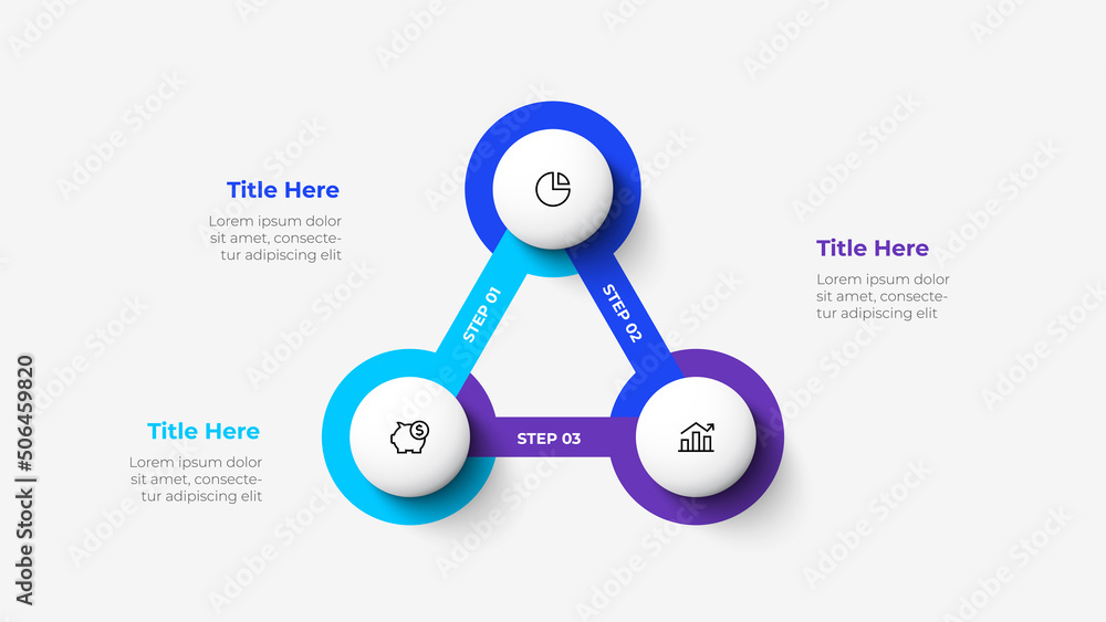 Design concept of 3 steps or parts of business cycle. Infographic ...