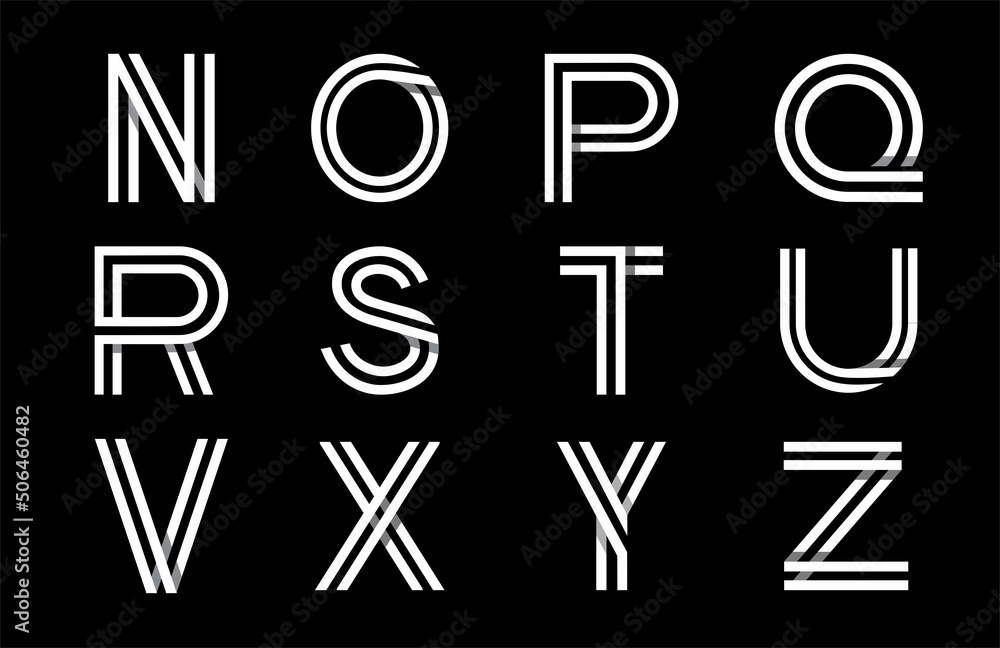 Decorative alphabet, font with capital letters. Modern set for ...