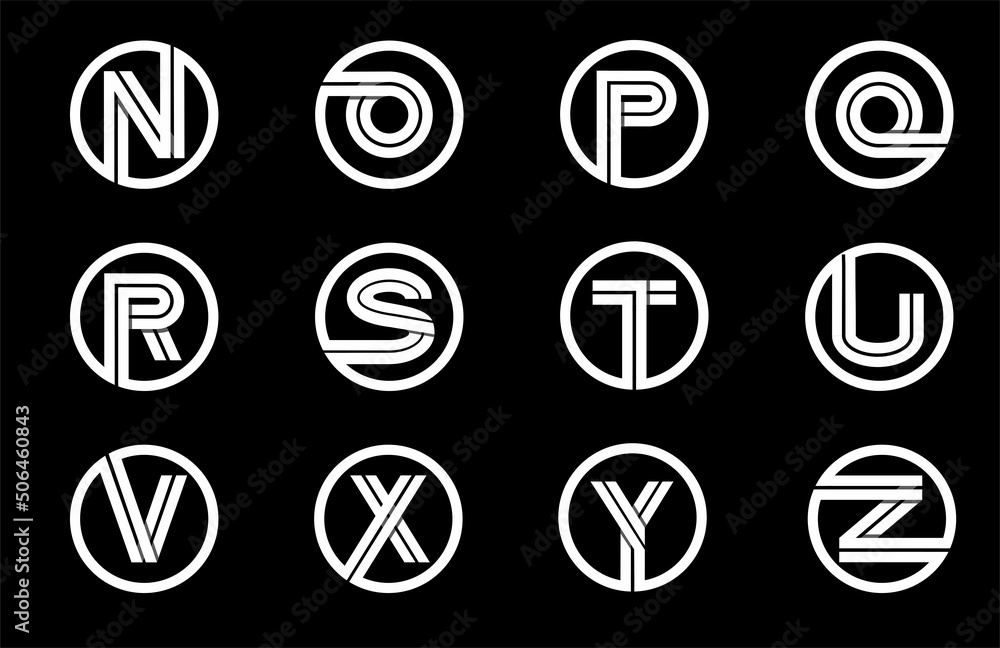 Decorative alphabet, font with capital letters. Modern set for ...