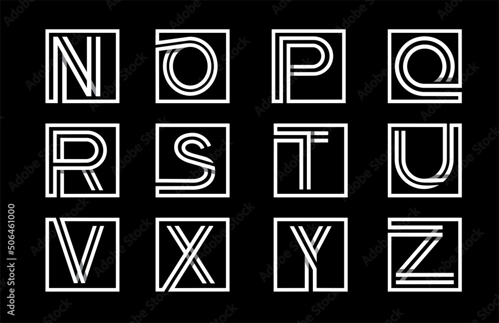 Vetor de Decorative alphabet, font with capital letters. Modern set for ...