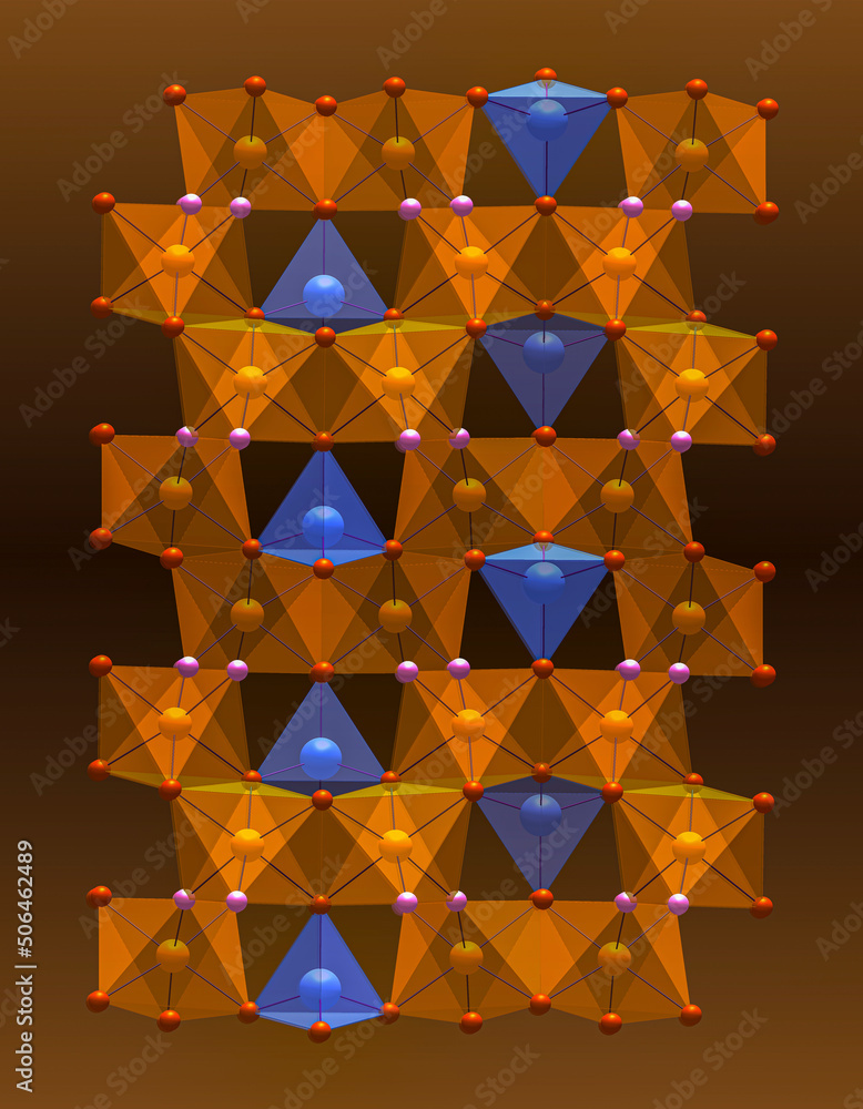 Topaz is a silicate mineral, Al2SiO4F2. The octahedral Al atoms (brown ...