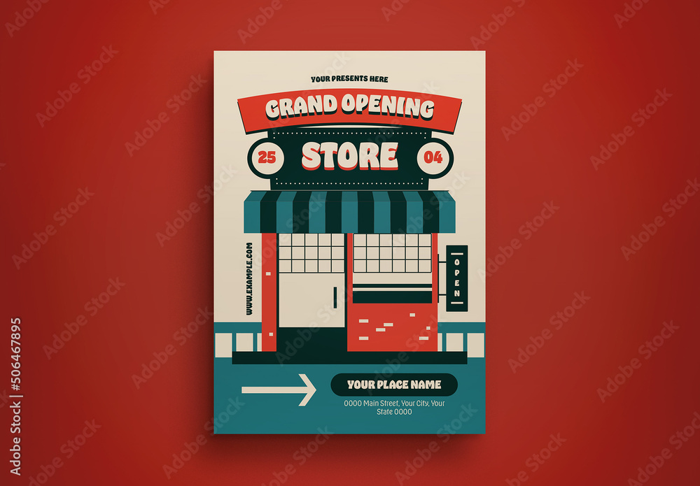 Grand Opening Store Flyer Layout Stock Template | Adobe Stock