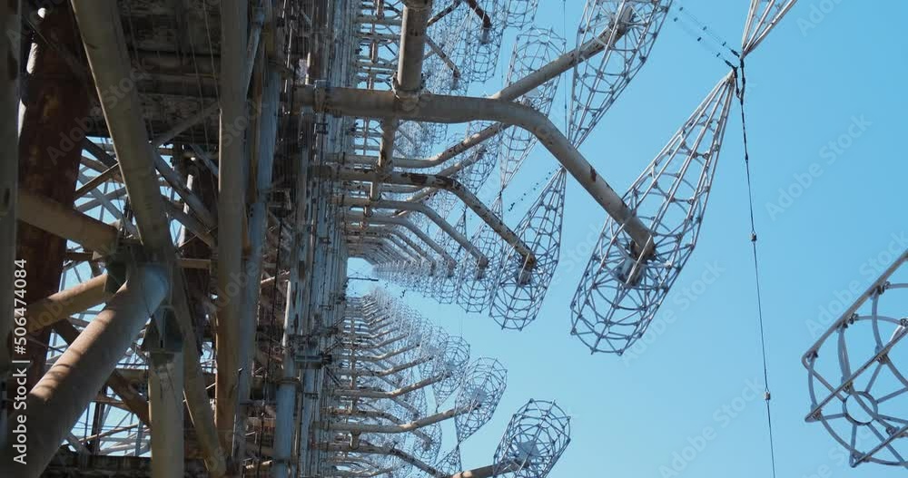 Radio antenna arc, Chernobyl 2. Metal construction of a military ...