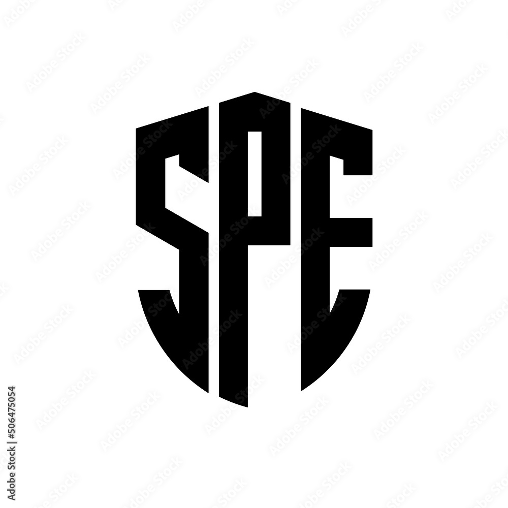 SPE letter logo design. SPE modern letter logo with black background ...