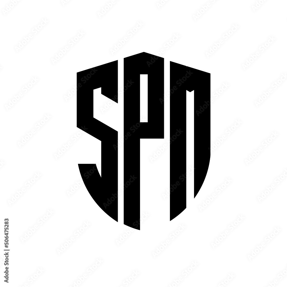 SPM letter logo design. SPM modern letter logo with black background ...