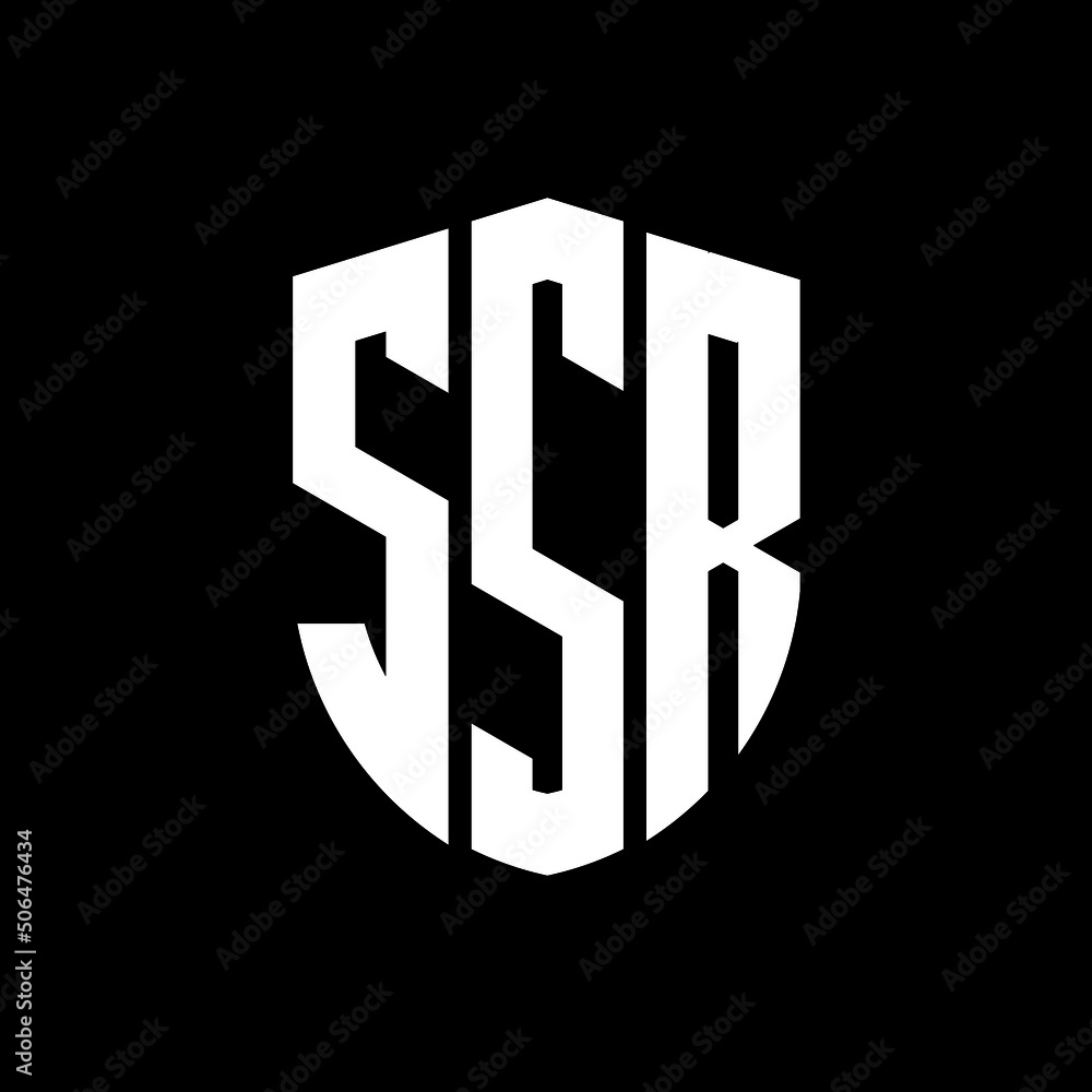SSR letter logo design. SSR modern letter logo with black background ...