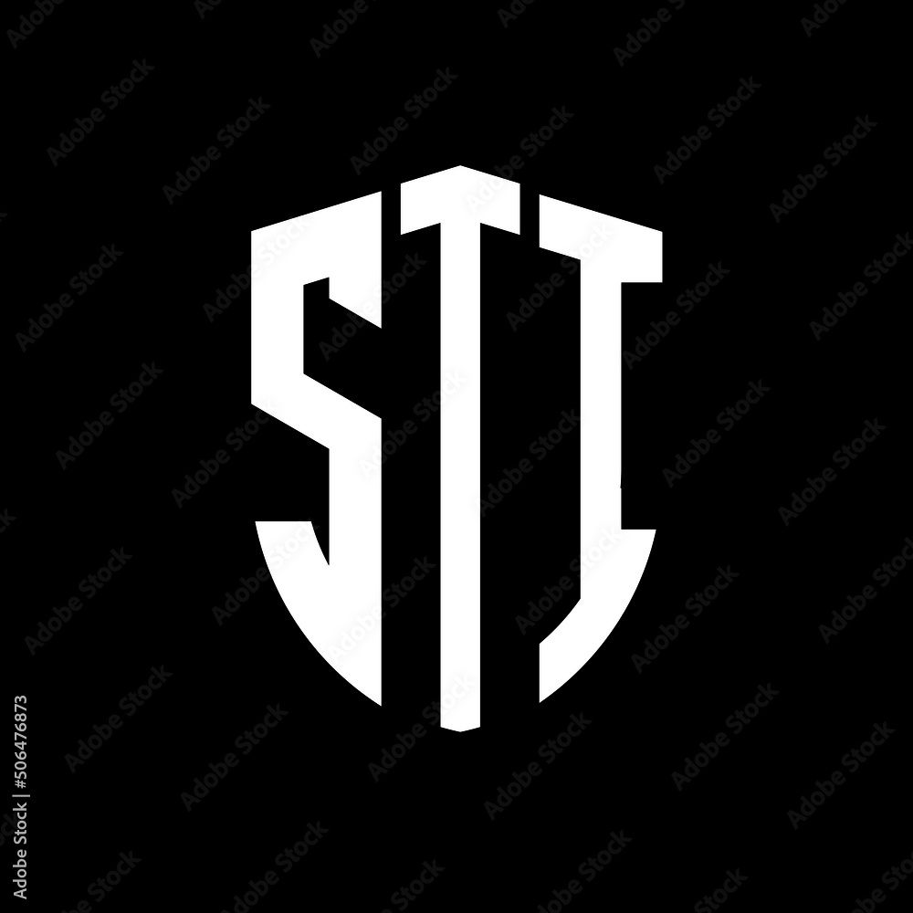 STI letter logo design. STI modern letter logo with black background ...