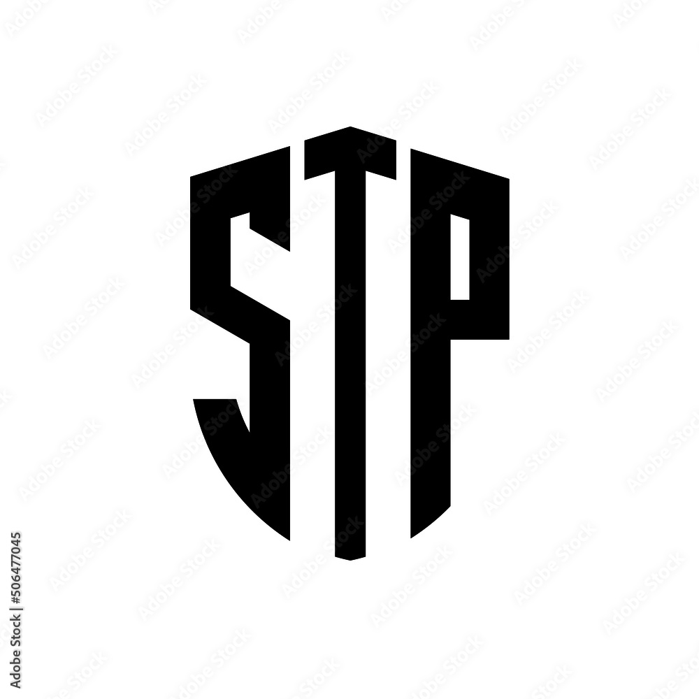 STP letter logo design. STP modern letter logo with black background ...