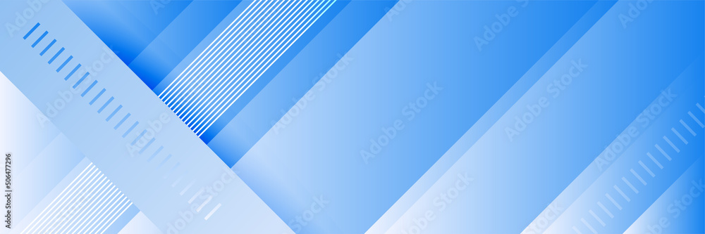 Blue abstract vector long banner. Minimal background with arrows and ...